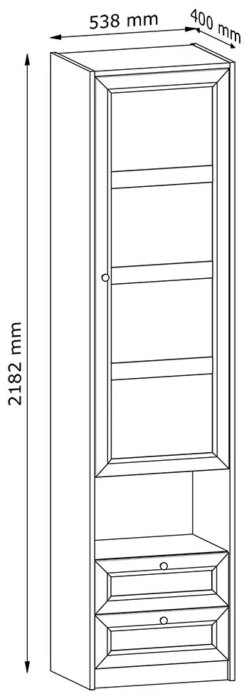 Šatní skříň REL S1D2S | UNI provedení | 53,8 cm | bílá | lamino 18 mm + ozdobné MDF lišty 18 mm