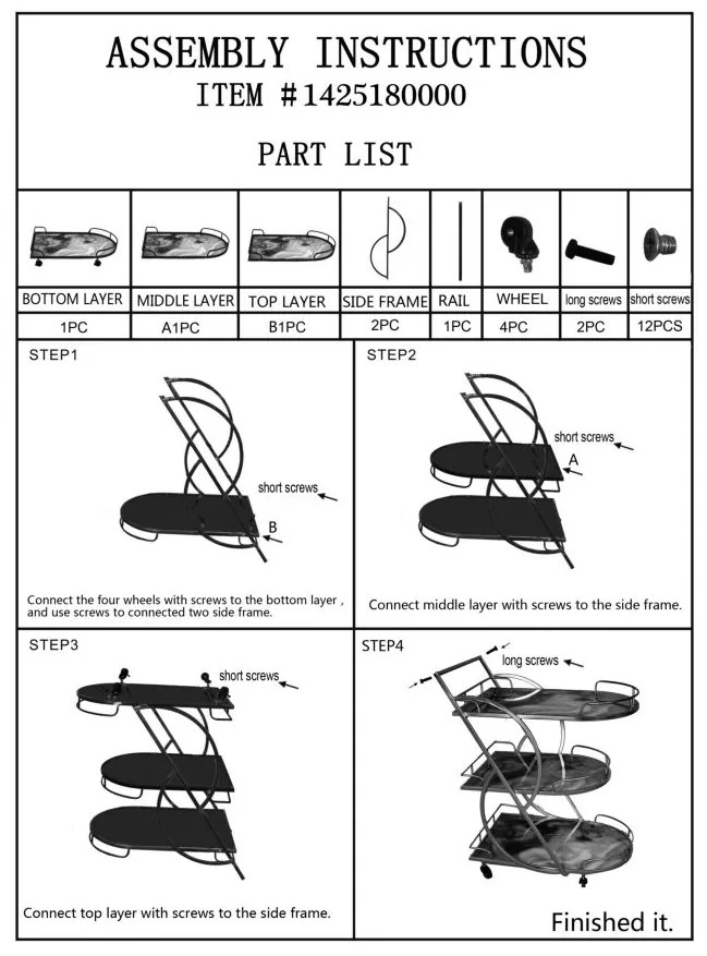 Mauro Ferretti Servírovací vozík 71X45,5X84,5 cm