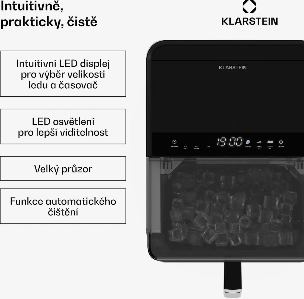 Klarstein Ice Lux výrobník ledu, Nerezová ocel, 23 kg/24 h, Automatické čištění
