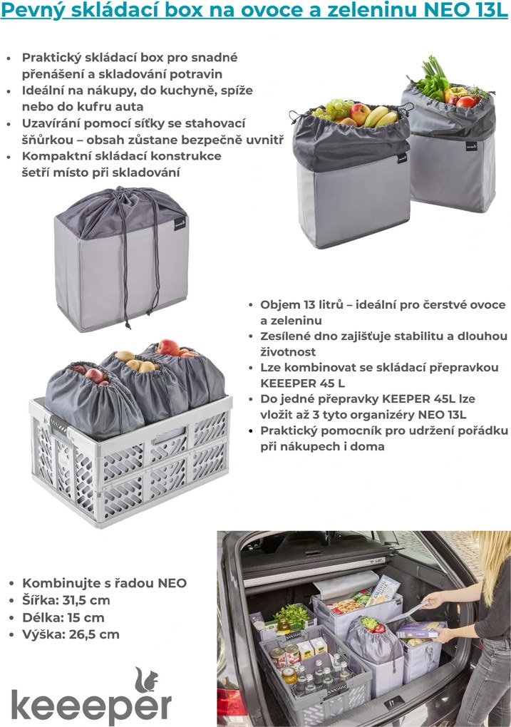 Keeeper Uzavíratelný skládací box / organizér do kufru NEO , 13L, 31,5 x 15 x 26,5 cm