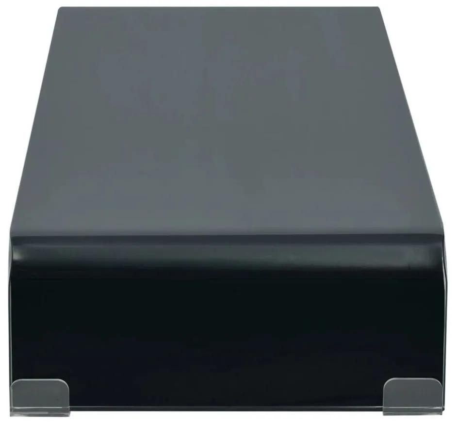 TV stolek | podstavec na monitor - sklo černý | 90x30x13 cm
