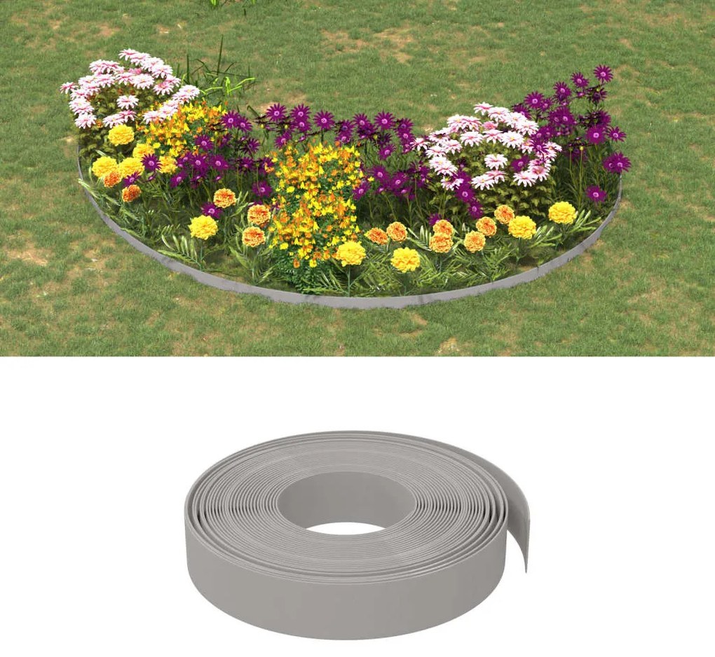 Travní lemy 5 ks šedé 10 m 10 cm polyethylen 3155431