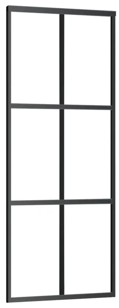 vidaXL Posuvné dveře ESG sklo a hliník 76 x 205 cm černé