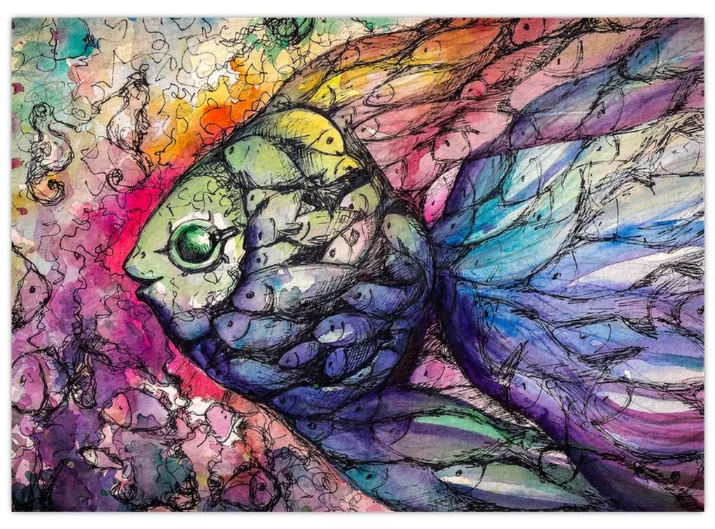 Skleněný obraz - Barevná rybička (70x50 cm)