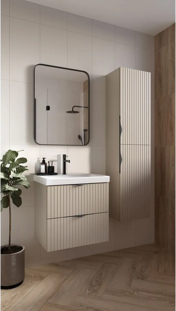 Cersanit Tirso, závěsná umyvadlová skříňka 594x447x572 mm + keramické umyvadlo, béžová matná, S801-541