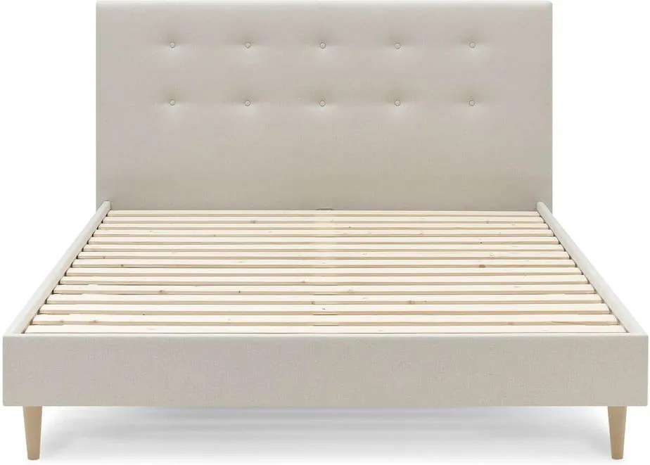 Béžová dvoulůžková postel Bobochic Paris Rory Light, 180 x 200 cm