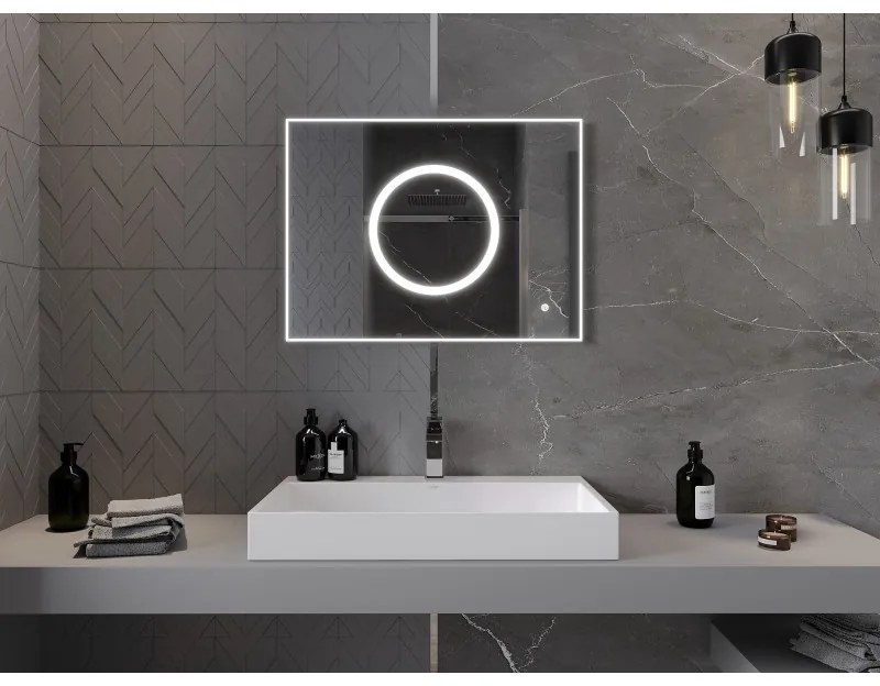 Mexen Koga, LED koupelnové zrcadlo s podsvícením 80 x 60 cm, 6000K, ochrana proti zamlžování, 9821-080-060-611-00