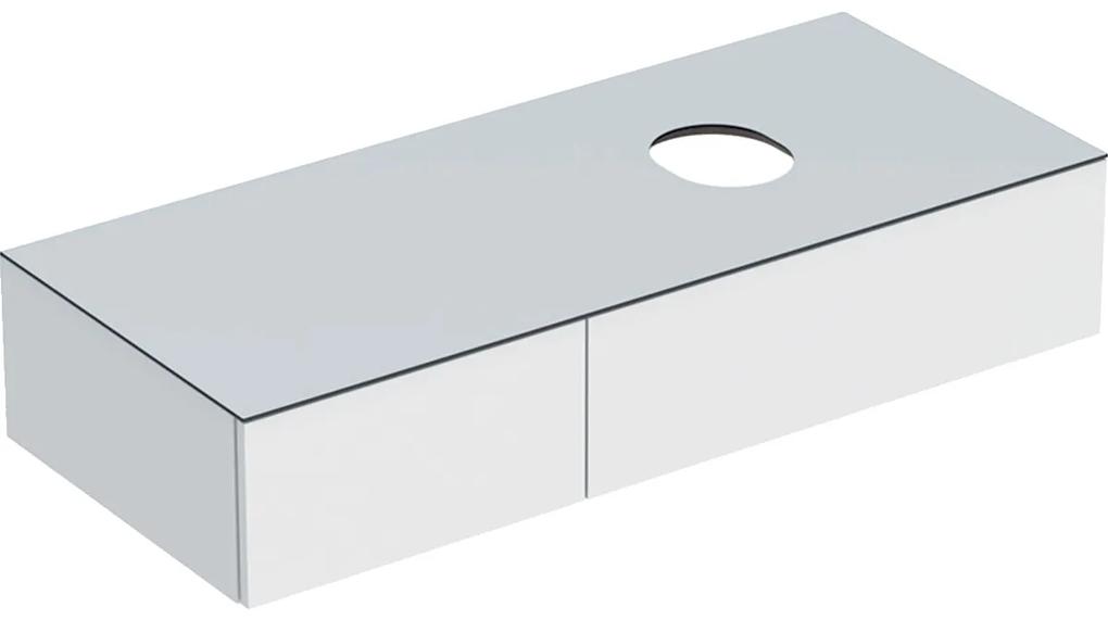 Geberit VariForm - Umyvadlová skříňka, 1200x510x235 mm, 2 zásuvky a zápachová uzávěrka, lesklá bílá/matná bílá 501.171.00.1
