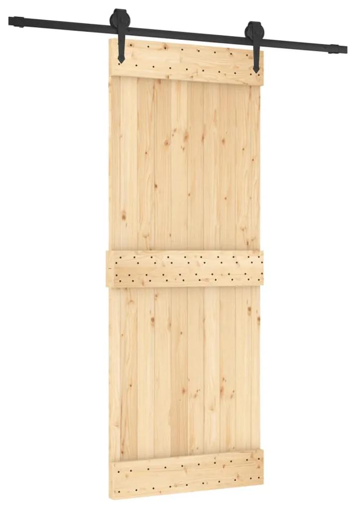 Posuvné dveře s kováním 80 x 210 cm masivní borové dřevo,  3203200