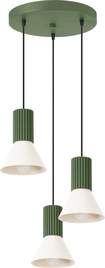 Sollux Lighting Závěsná lampa ESTRIA 3P béžová/olivově zelená