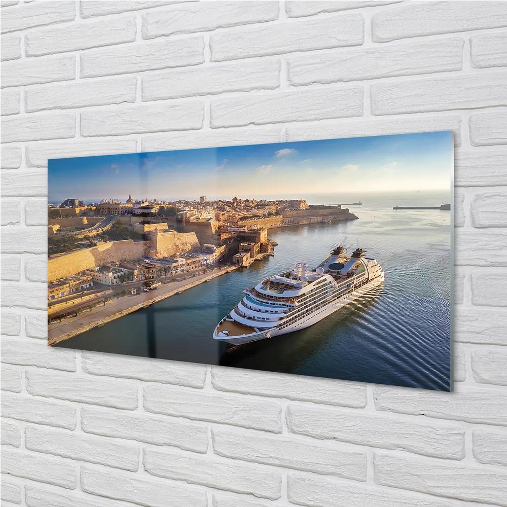 akrylový obraz Loď sea city sky 125x50 cm