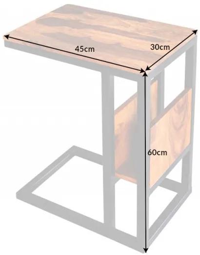 Noble Home Hnědý dřevěný odkládací stolek Concierge 45 cm