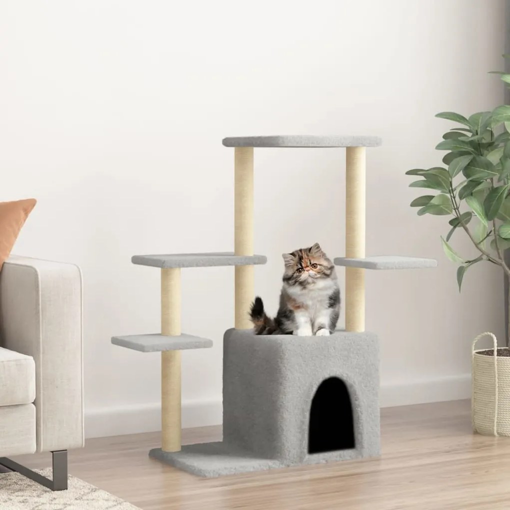 Škrabadlo pro kočky se sisalovými sloupky světle šedé 97,5 cm 172050
