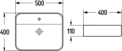 Mexen Sofia, umyvadlo na desku 50 x 40 x 11 cm, černá matná, 22155085