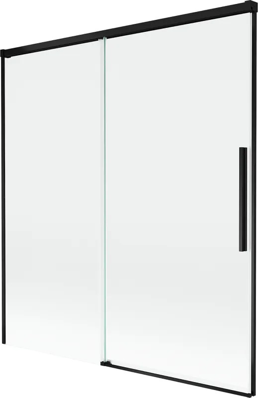 Mexen Rox, 2-křídlová posuvná vanová zástěna 150 x 150 cm, 8mm čiré sklo, černý matný profil, 8C9-150-001-70-00