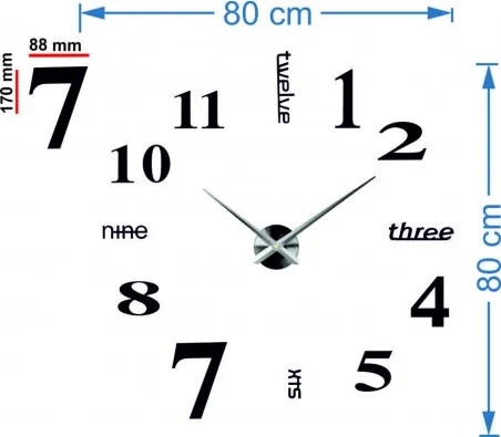 Moderní nalepovací nástěnné hodiny DIY | SENTOP 12P015 BEZ PENA BEZ PLECHU