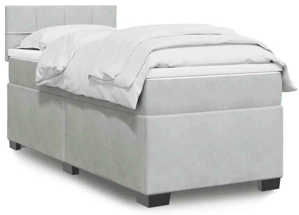 Box spring postel s matrací světle šedá 90x190 cm samet 3288498