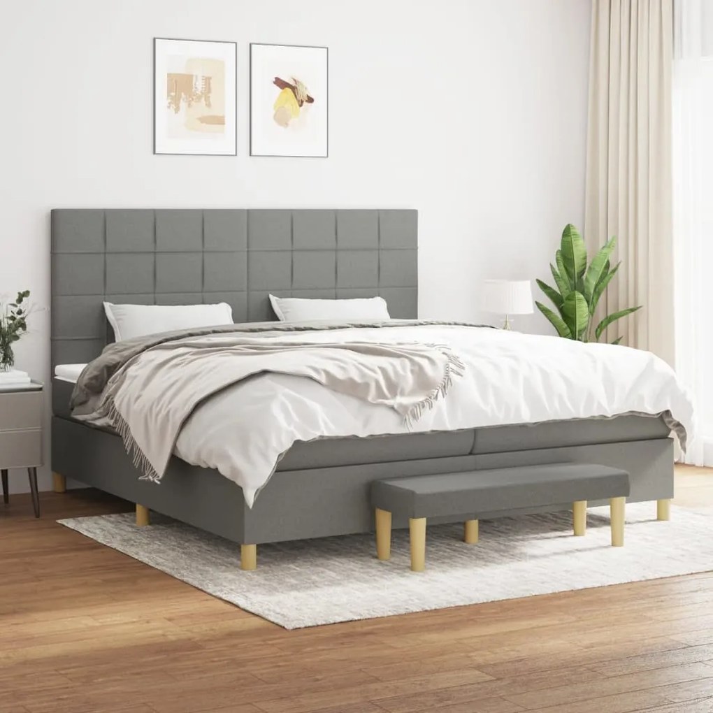 Box spring postel s matrací tmavě šedá 200x200 cm textil 3137182