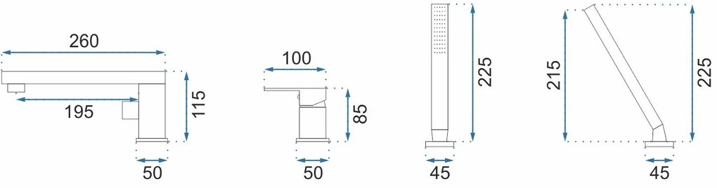 Stojánková vanová baterie REA GLEN černá mat