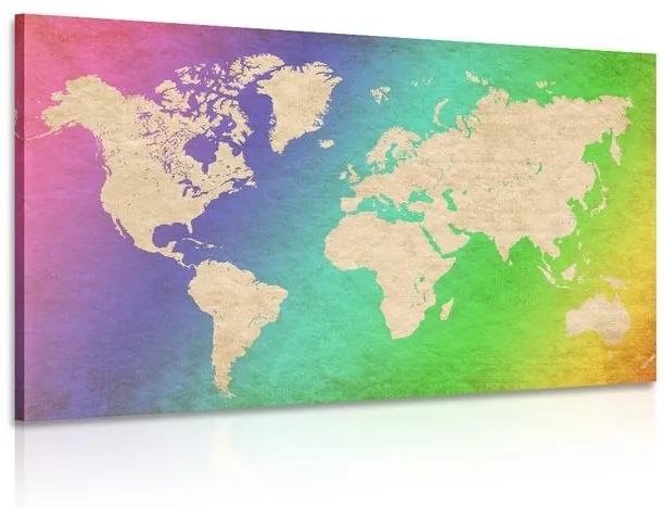 Obraz pastelová mapa světa - 120x80 cm