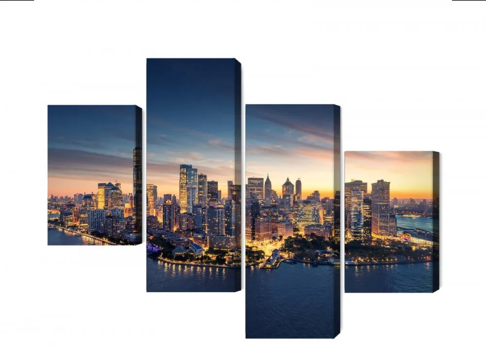 Vícedílný obraz Panorama Města New York Při Východu Slunce Nedostatek Nedostatek Plátno Canvas 80x50