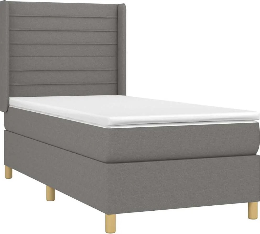 Box spring postel s matrací tmavě šedá 90x190 cm textil 3132034