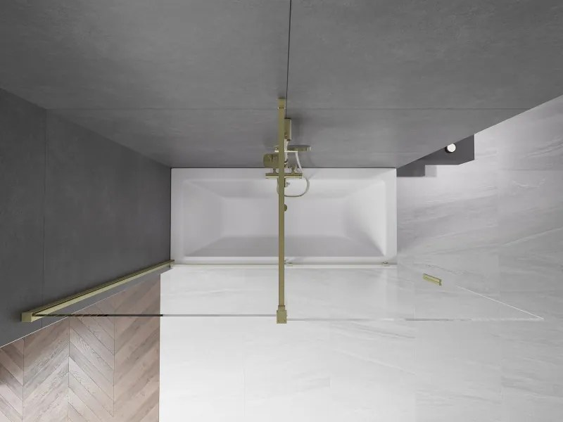 Mexen Velar, 2-křídlová posuvná vanová zástěna 180 x 150 cm, 8mm čiré sklo, zlatý matný profil, 896-180-000-01-55