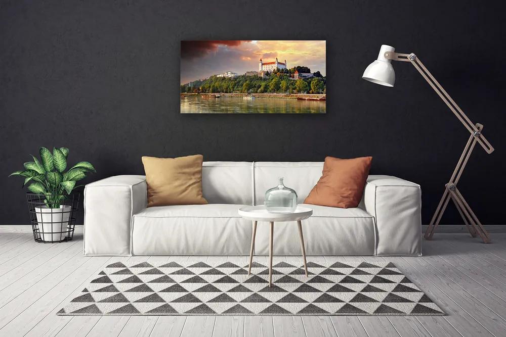 Obraz na plátně Město Jezero Krajina 125x50 cm
