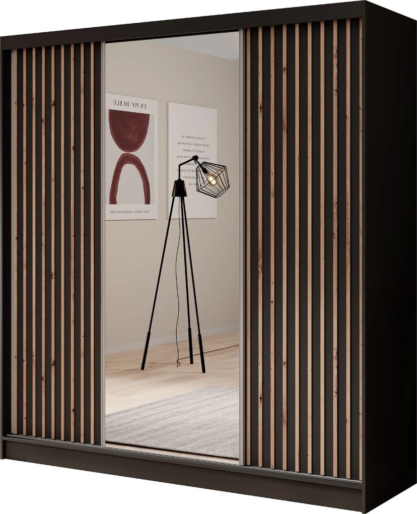 ADRK Furniture Šatní skříň s zrcadlem Ida 200 ADRK-SW-IDA-B-200