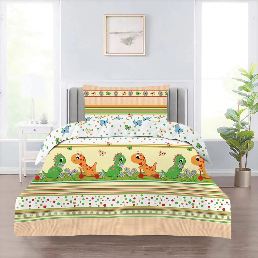 Povlečení bavlněné dětské Dino TiaHome - Dětský set 130x90cm + 65x45cm