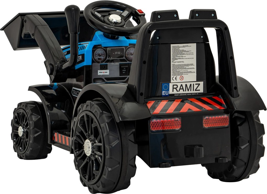 Ramiz Traktor buldozer G320 pro nejmenší děti modrý + pohyblivá lžíce + melodie + klakson + LED světla