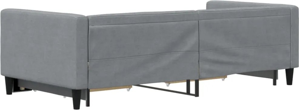Válenda s přistýlkou a zásuvkami světle šedá 90 x 200 cm textil 3196614