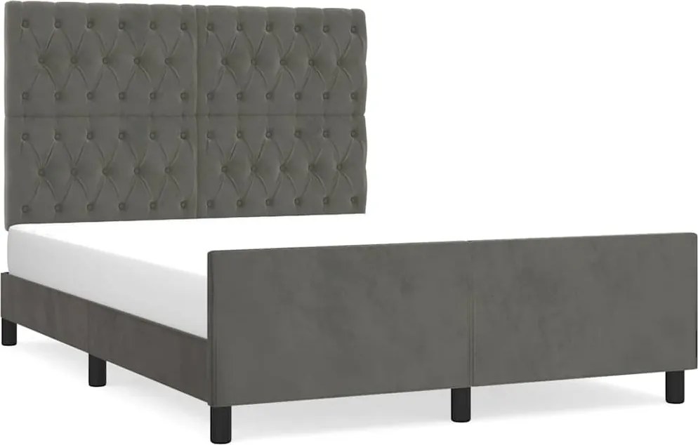 Rám postele bez matrace tmavě šedý 140 x 190 cm samet 3125935