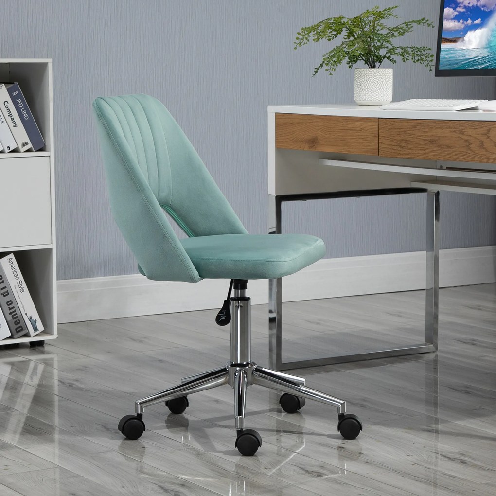 Židle Vinsetto, výškově nastavitelná kancelářská židle bez opěrek, otočná kancelářská židle s sametovým vzhledem, ergonomická make-up židle do ložnic…