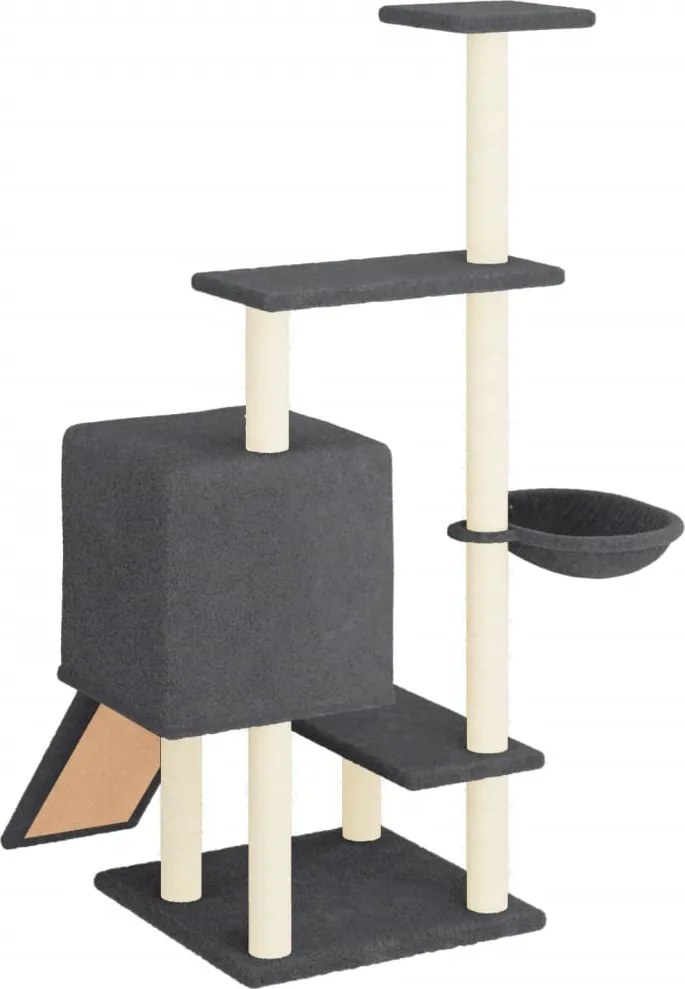 Škrabadlo pro kočky se sisalovými sloupky tmavě šedé 130,5 cm 172042