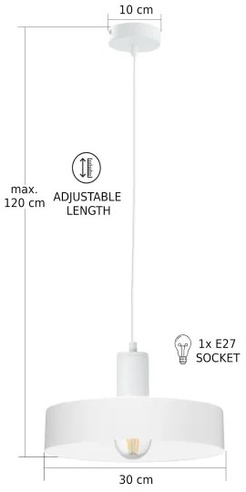 Lustr na lanku ARCANE 1xE27/60W/230V bílá