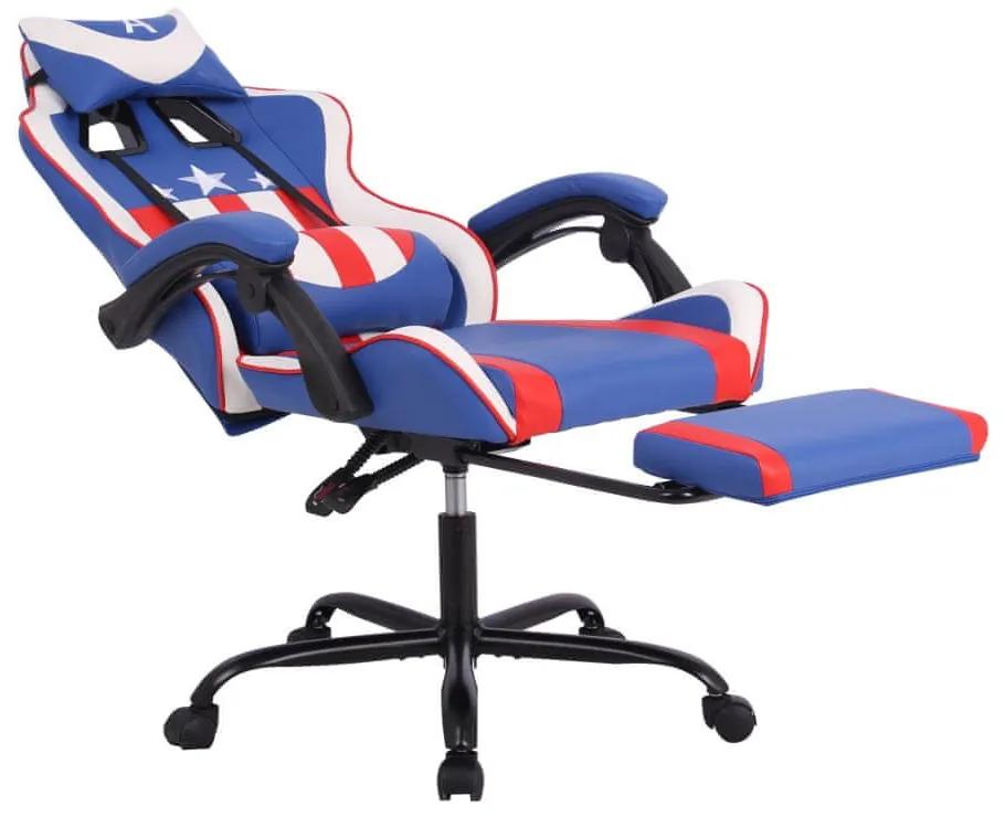 Dalenor Herní židle Game, syntetická kůže, modrá / bílá