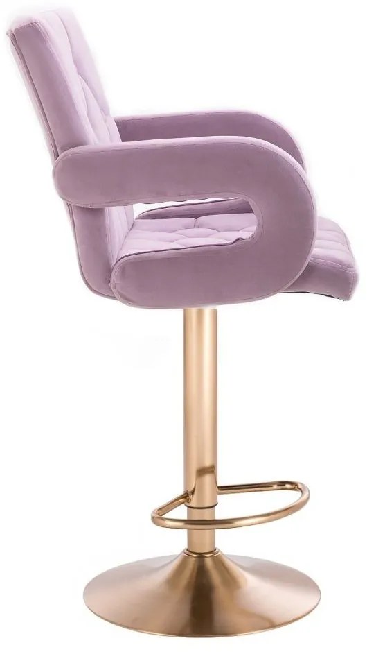 LuxuryForm Barová židle  BOSTON VELUR na zlatém talíři - fialový vřes