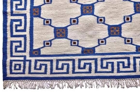 Diamond Carpets India, Ručně vázaný kusový koberec Geo DESP P82 Silver Blue, 300x400, modrá, chodba / předsíň