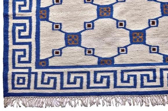 Diamond Carpets koberce Ručně vázaný kusový koberec Geo DESP P82 Silver Blue - 120x170 cm