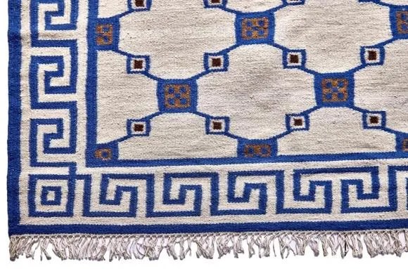 Diamond Carpets koberce Ručně vázaný kusový koberec Geo DESP P82 Silver Blue - 160x230 cm