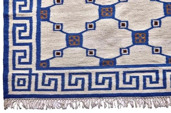 Diamond Carpets koberce Ručně vázaný kusový koberec Geo DESP P82 Silver Blue - 80x150 cm