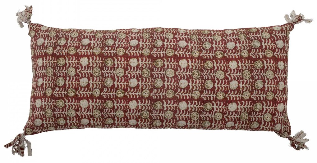 Bloomingville Bavlněný polštář Deven Red 80x35 cm, červená barva, oranžová barva, béžová barva, textil