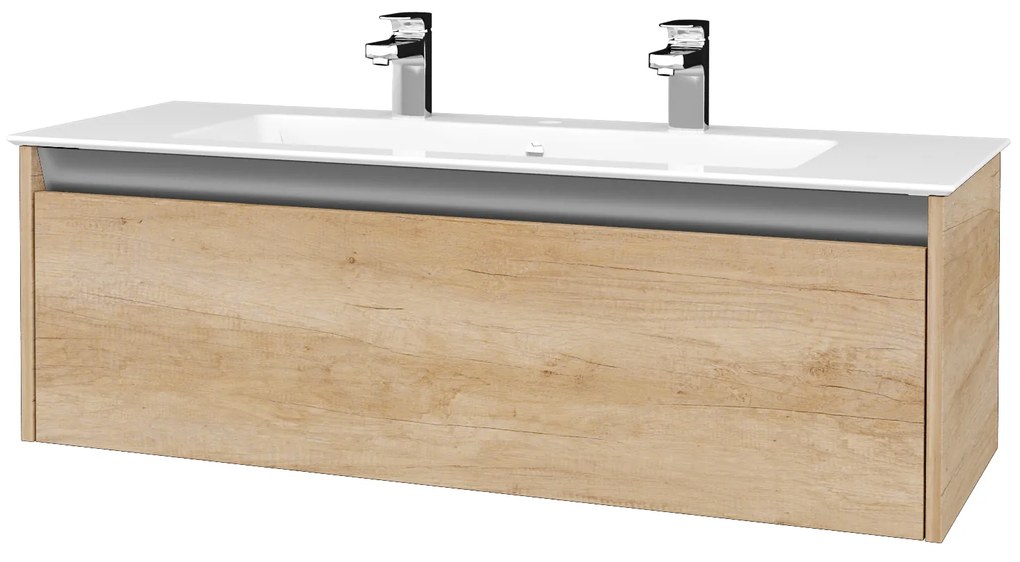 Dřevojas Koupelnová skříň BONO SZZ 120 (umyvadlo Pura) Varianta: N01 Bílá lesk / D01 Beton