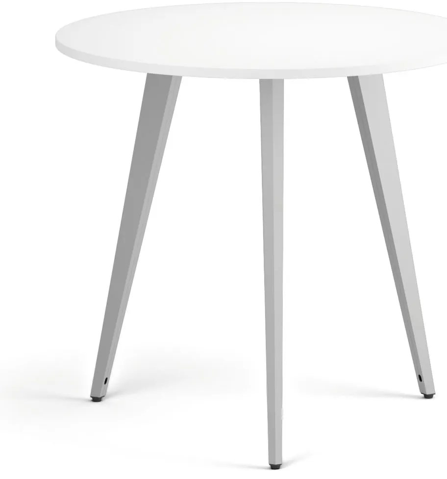 Konferenční stůl PRIMO VIBE, průměr 80 cm, šedostříbrná podnož, bílá