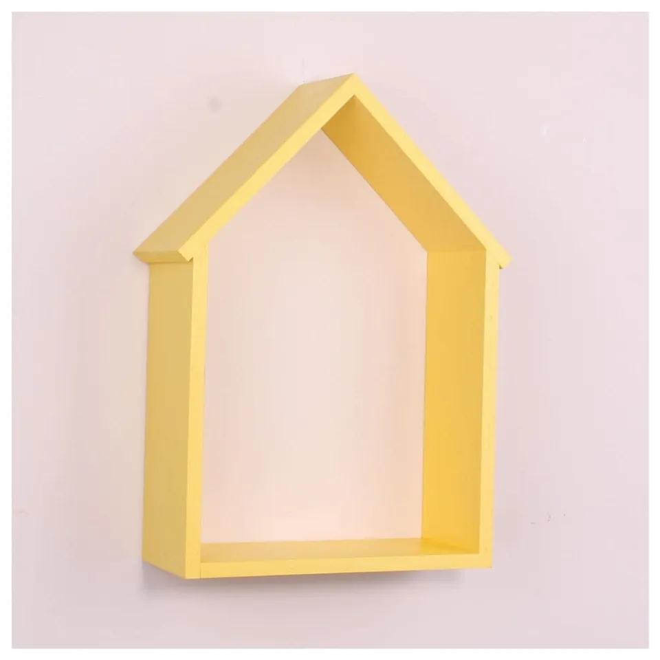 Žlutá dřevěná nástěnná polička North Carolina Scandinavian Home Decors House