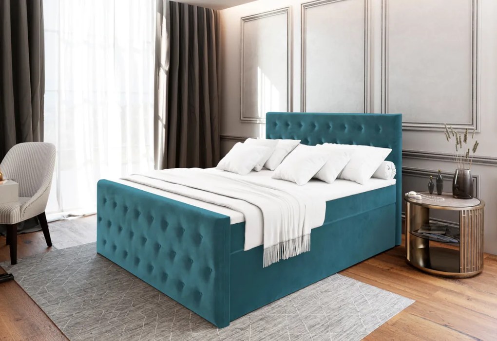 Expedo Čalouněná postel boxspring FENDI, 160x200, casablanca 4 + topper