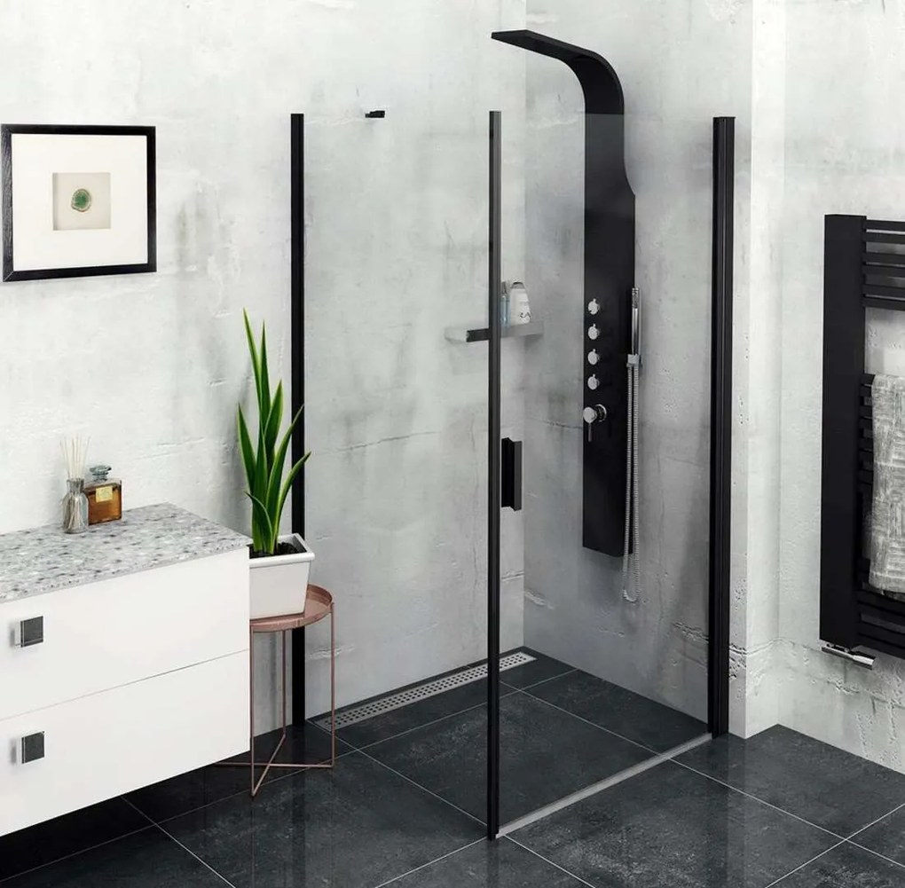 Polysan Zoom Black - Sprchový kout 90x80 cm, L/P varianta, Antidrop, čiré sklo/matná černá ZL1290BZL3280B