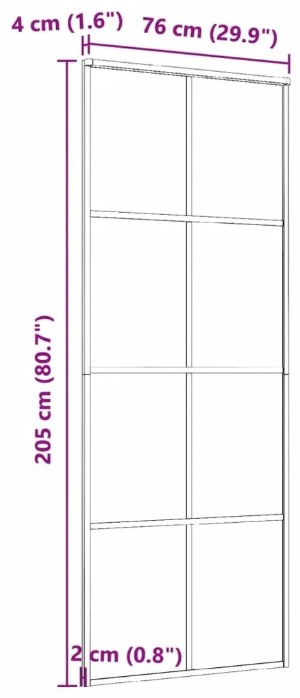 vidaXL Marketos Posuvné dveře hliník a ESG sklo 76 x 205 cm černé