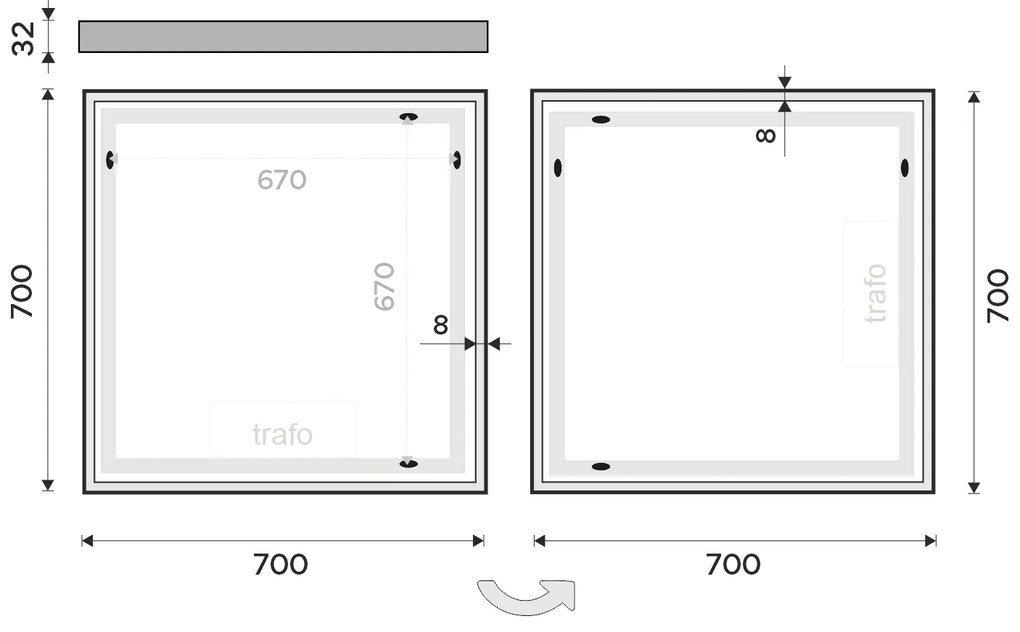 Nimco LED zrcadlo 700x700 - ZP 13077